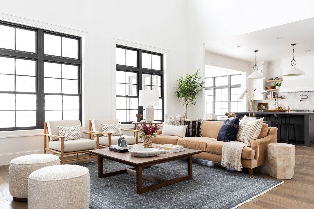 Warm & Textile Filled Great Room - Studio McGee