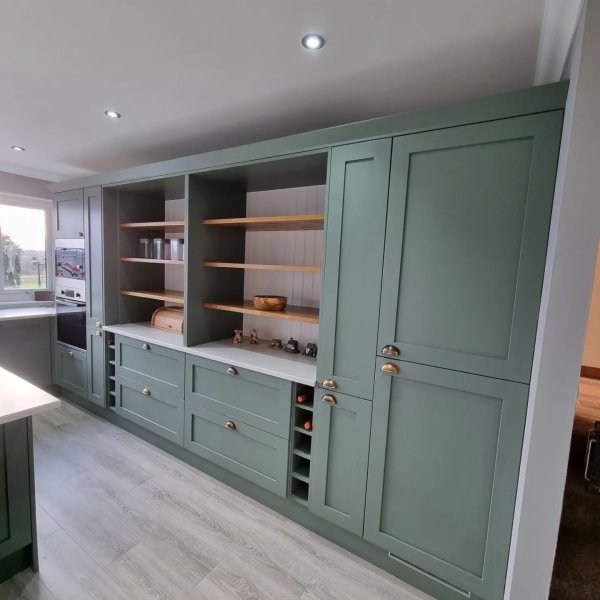 Chilcomb Sage Green In Frame | Fitted Kitchens | Howdens