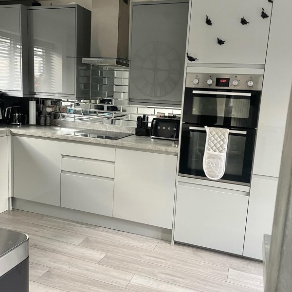 Clerkenwell Gloss Slate Grey Kitchen | Howdens
