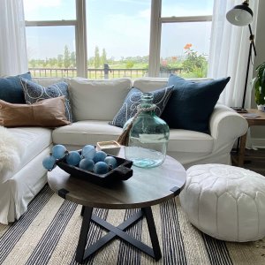 Nadia Moroccan Style Leather Pouf Pottery Barn